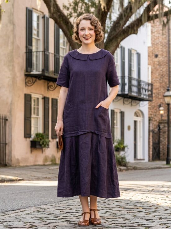 Flax | Dresses | Vtg 9s Flax By Angelheart Navy Linen Lagenlook Maxi ...
